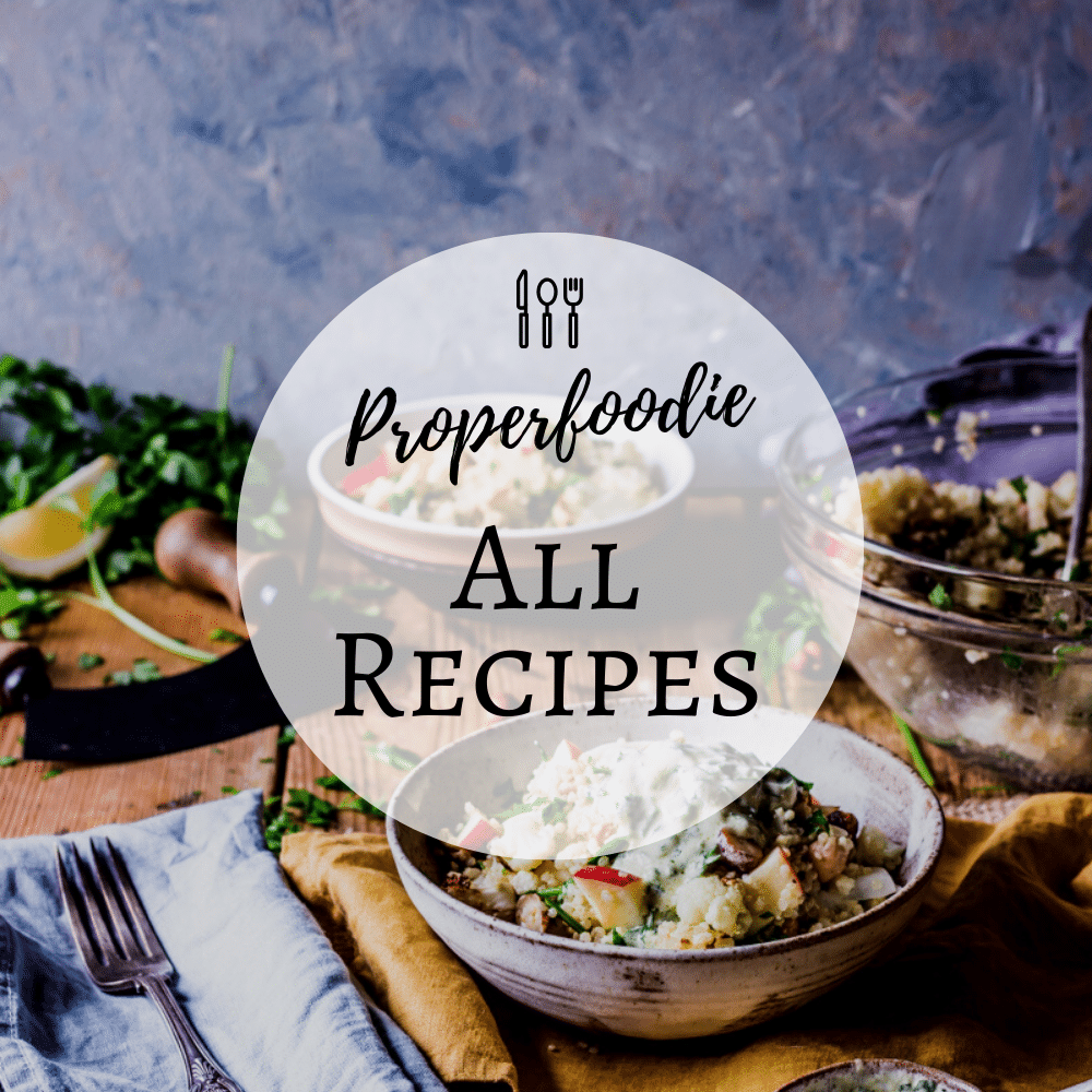 Recipe Index and recipe categories from ProperFoodie